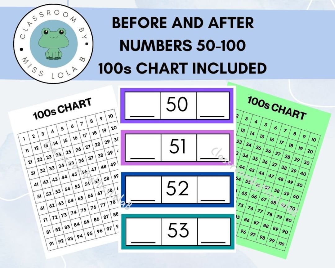 Before and After Numbers 50-100, Number Sequencing, Counting, Grade 1 ...