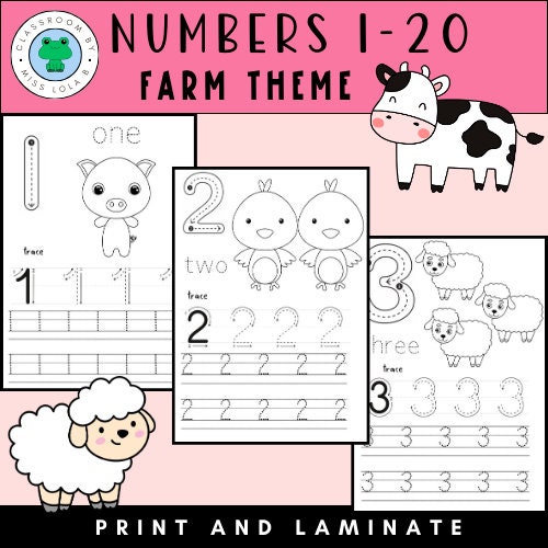 Numbers 1-20 Tracing (farm Theme) - Etsy
