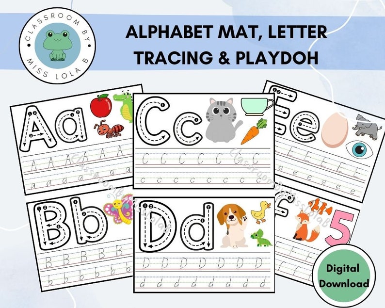 Alphabet Tracing Mat Handwriting Printable Playdoh Letter - Etsy