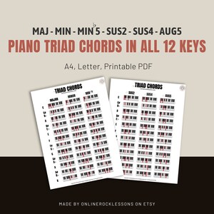 Piano Triad Chords Cheat Sheet in All 12 Keys, Printable PDF - Etsy