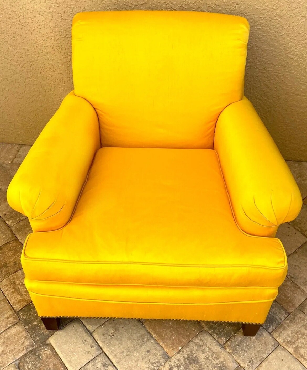Ralph Lauren Marigold Yellow Arm Chair With Matching Ottoman - Etsy