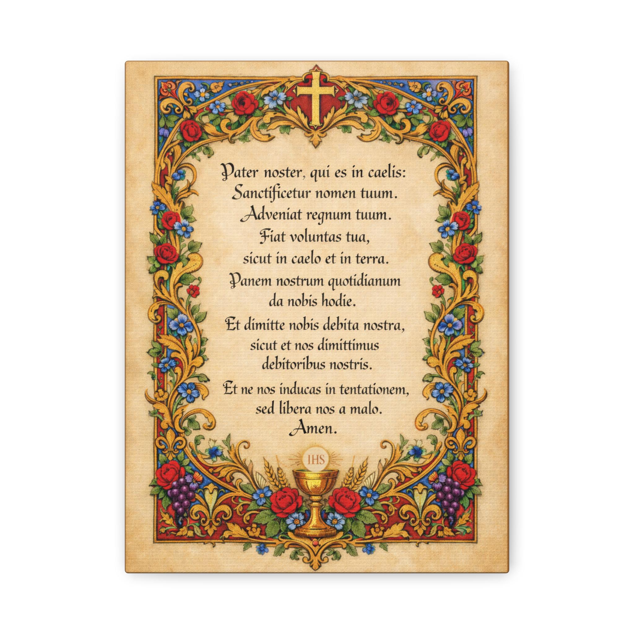 Pater Noster Latin Prayer Canvas Wall Art | Catholic Our Father Prayer ...