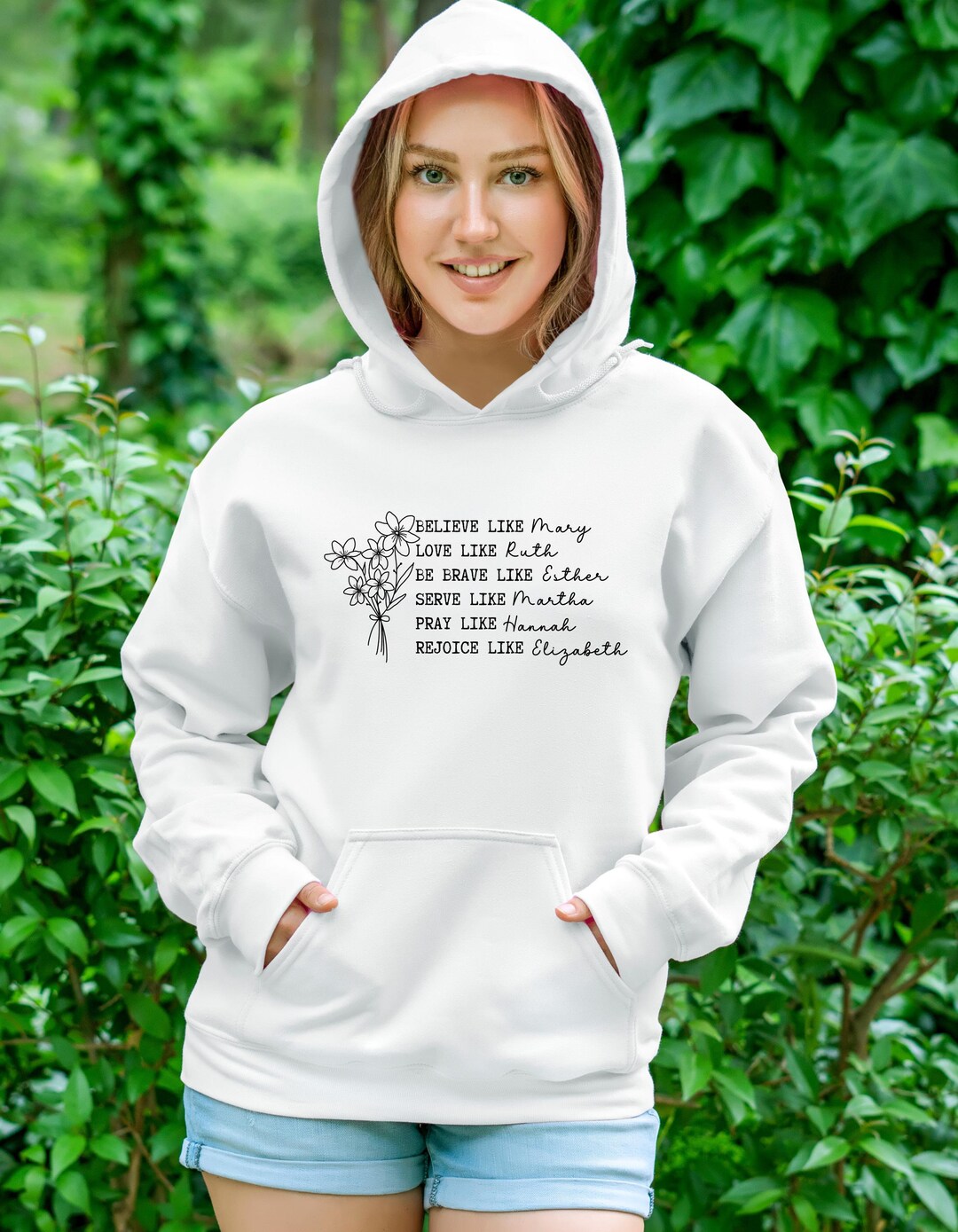 Women of the Bible Inspirational Hoodie, Believe Like Mary, Love Like ...
