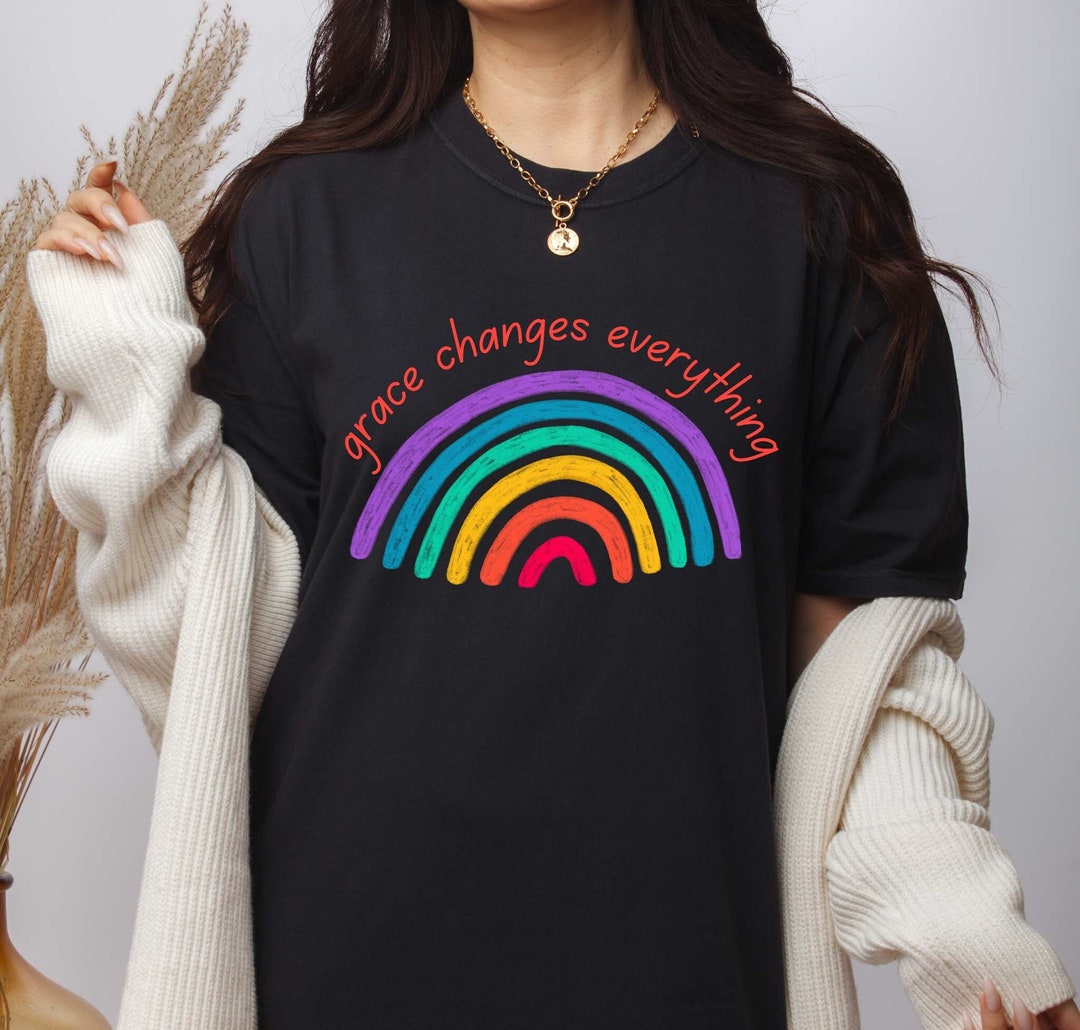 Grace Changes Everything Religious Spiritual Short Sleeve Garment Dyed ...