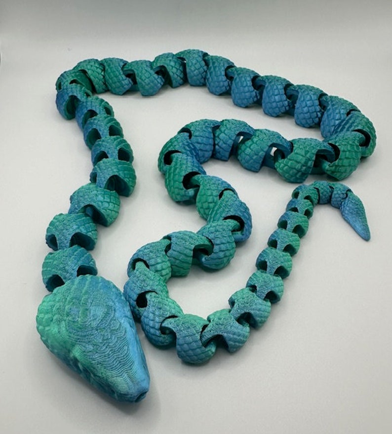 3D Printed Articulated Snake With Scales 36" Long! 3D Printed Flexi Toy ...