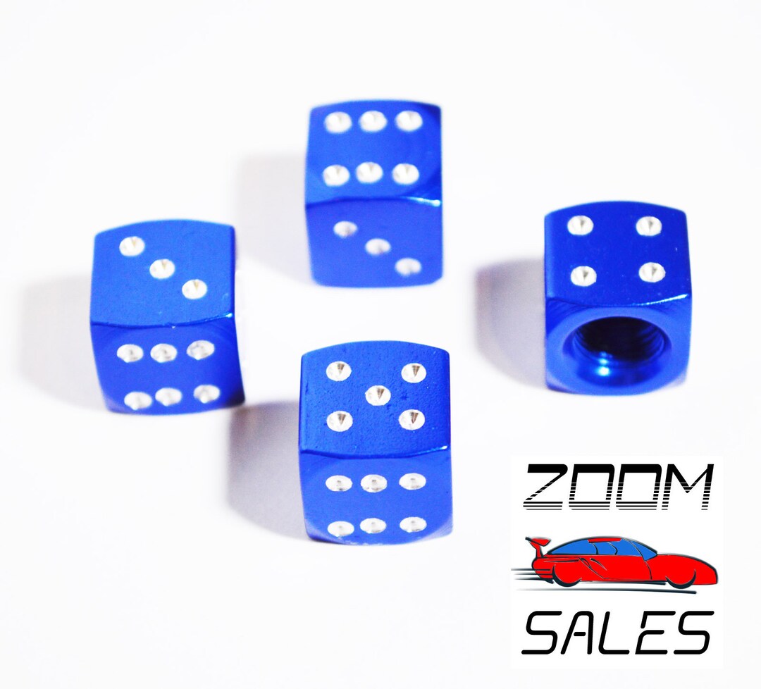 4x Blue Dice Dust Caps - Valve Caps Fits Tyres Wheels Cars Bikes Vans ...