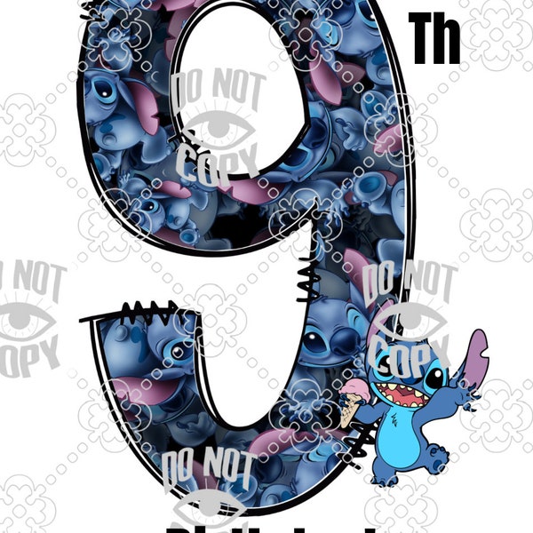 Stitch 9th Birthday Png - Etsy
