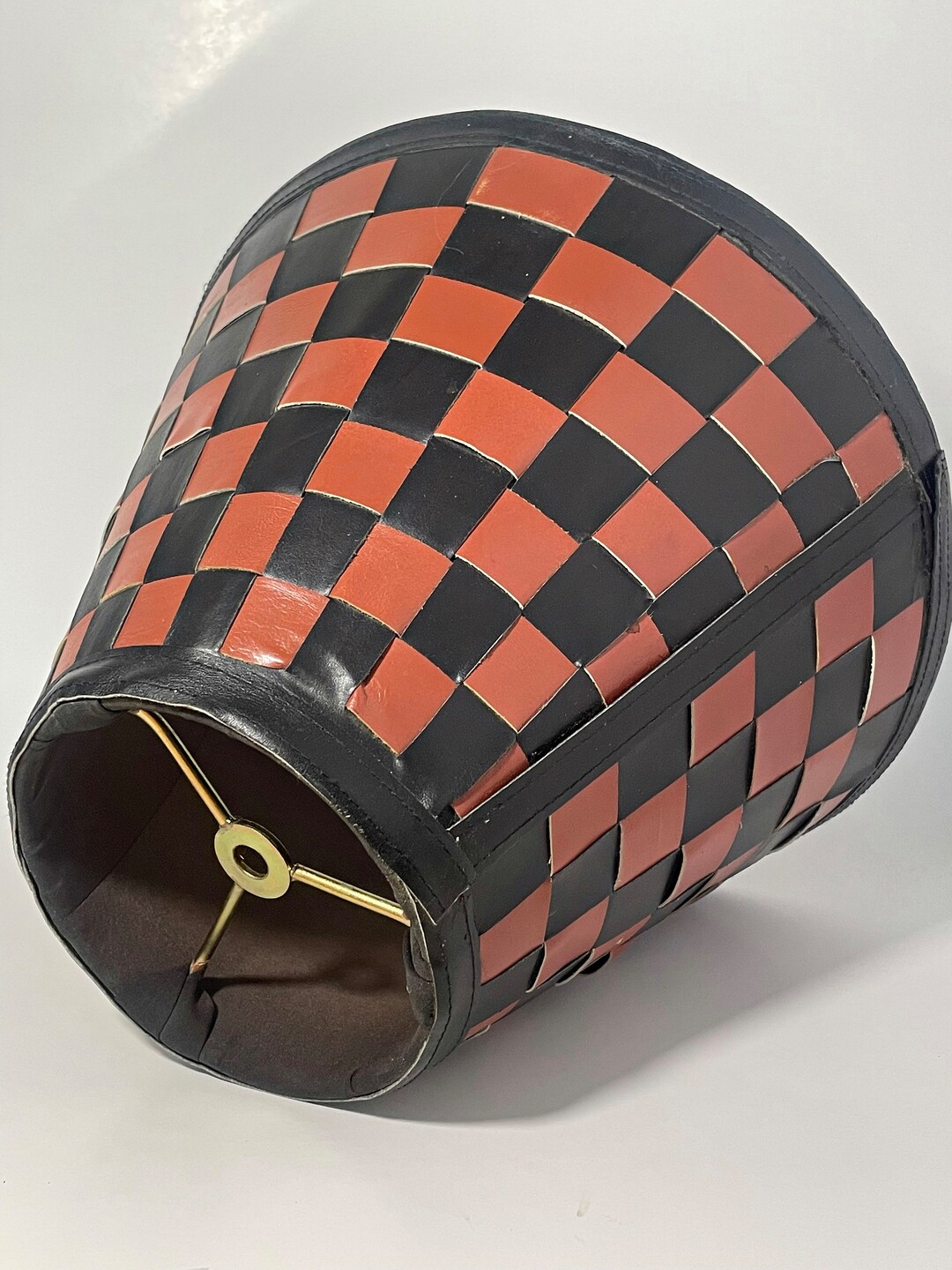 Woven Leather Checkered Lamp Shade - Etsy