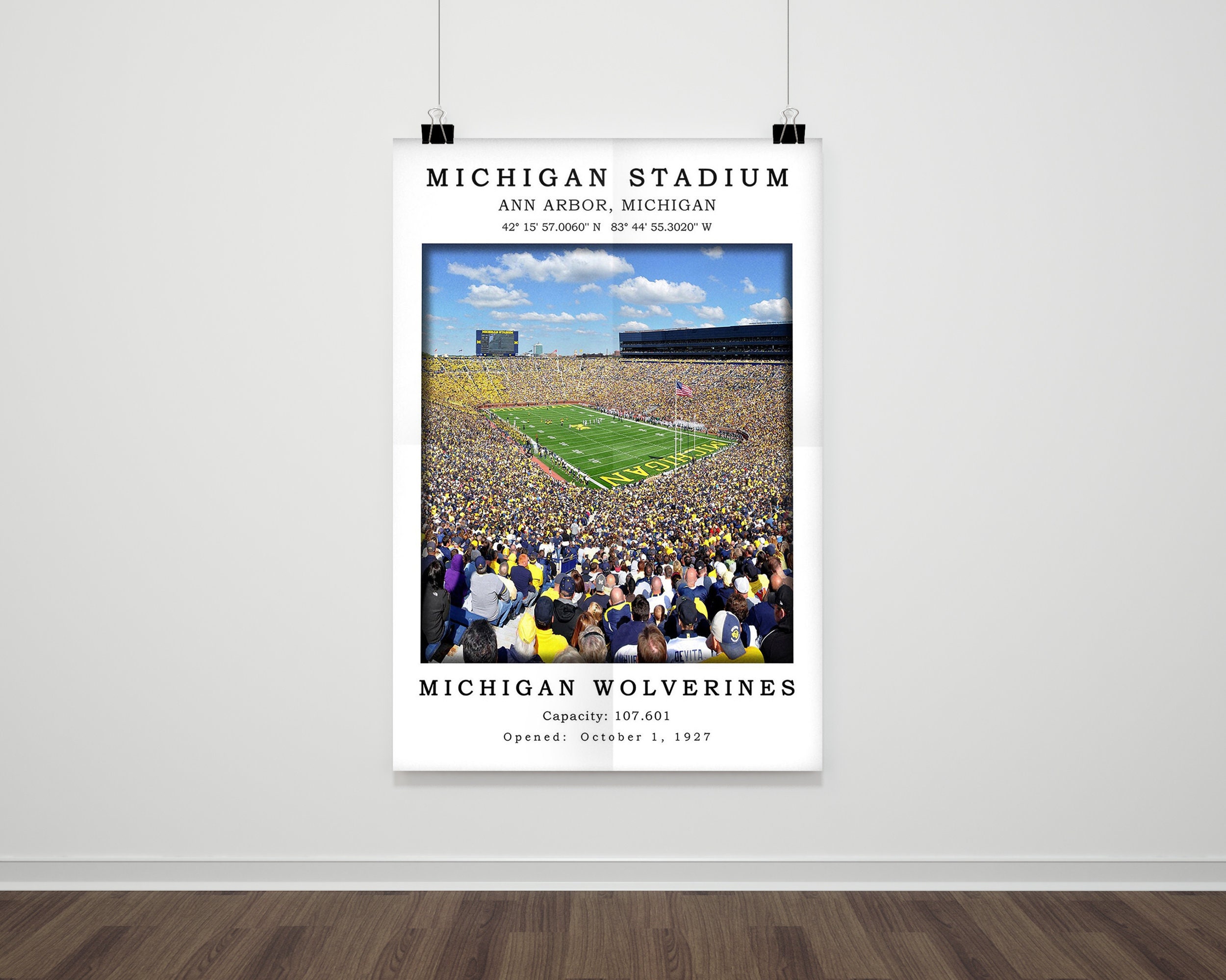 Michigan Stadium Poster Michigan Stadium Print Poster NCAA Poster NCAA ...