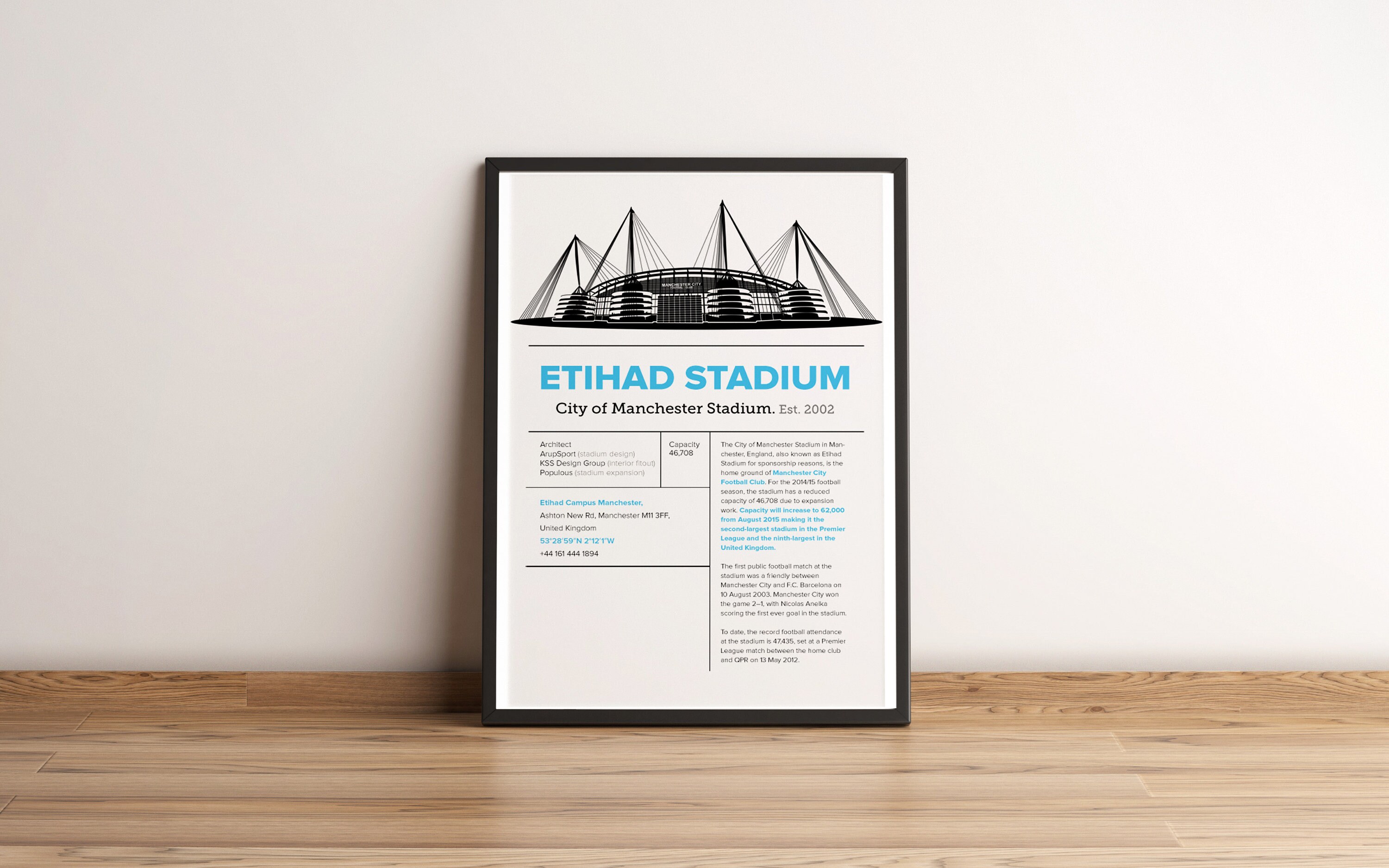 Etihad Poster Etihad Stadium Poster Manchester City Stadium - Etsy UK