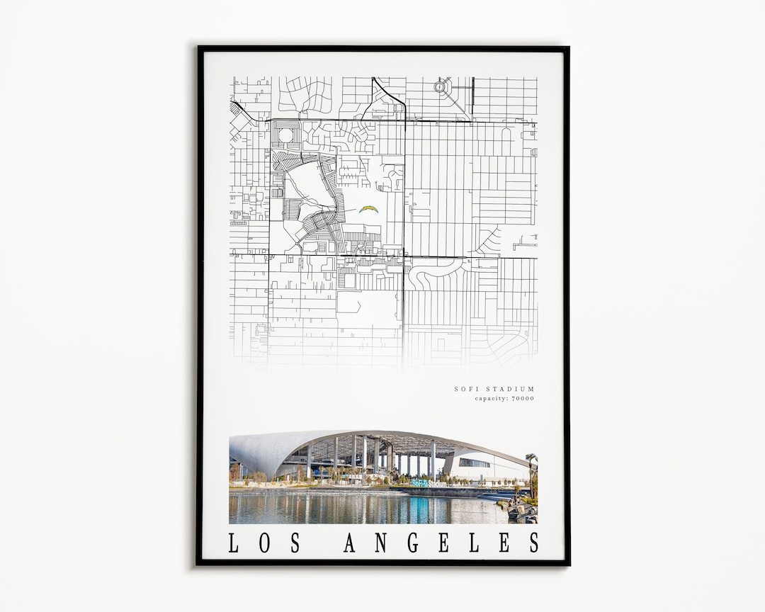 Sofi Stadium Poster Sofi Stadium Map Print Los Angeles Rams and Los ...