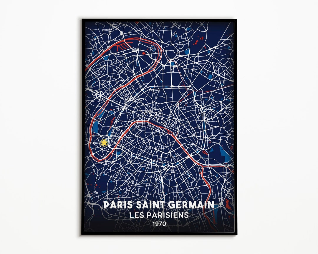 Parc Des Princes Poster Paris Saint Germain Stadium Map Print Poster ...