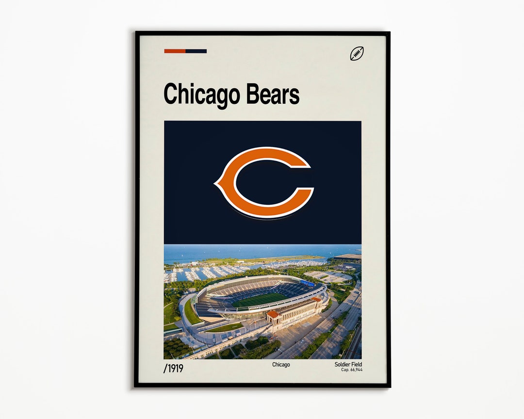 Chicago Bears Poster Chicago Bears Stadium Print Soldier Field Stadium ...
