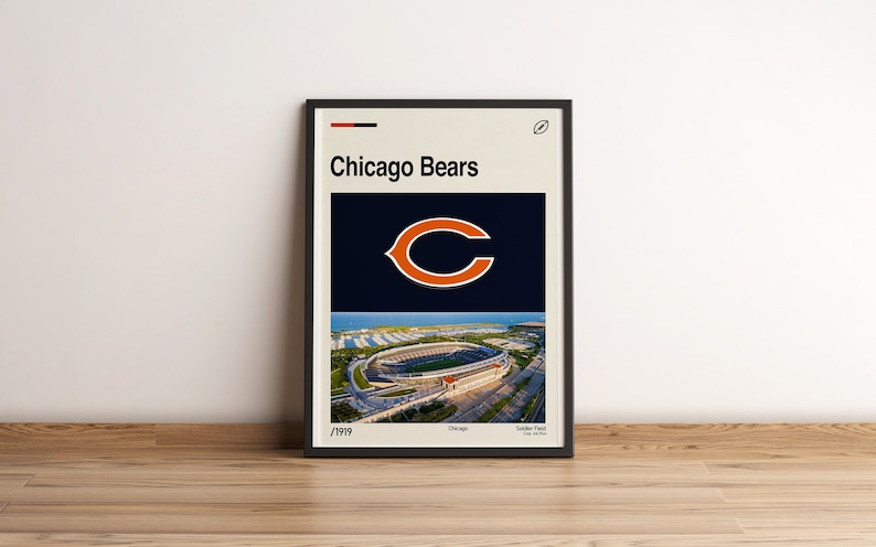 Chicago Bears Poster Chicago Bears Stadium Print Soldier Field Stadium ...