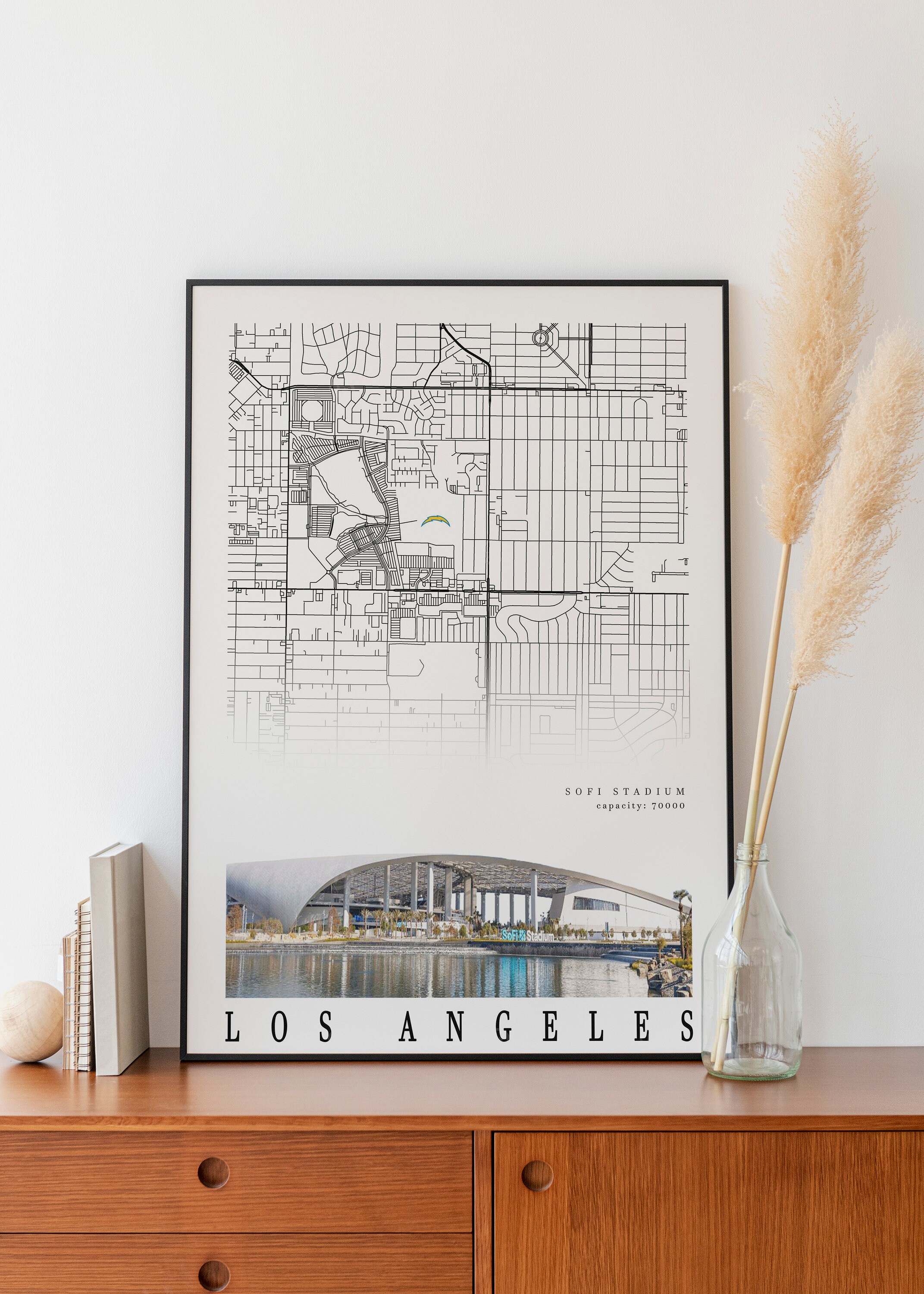 Sofi Stadium Poster Sofi Stadium Map Print Los Angeles Rams and Los ...