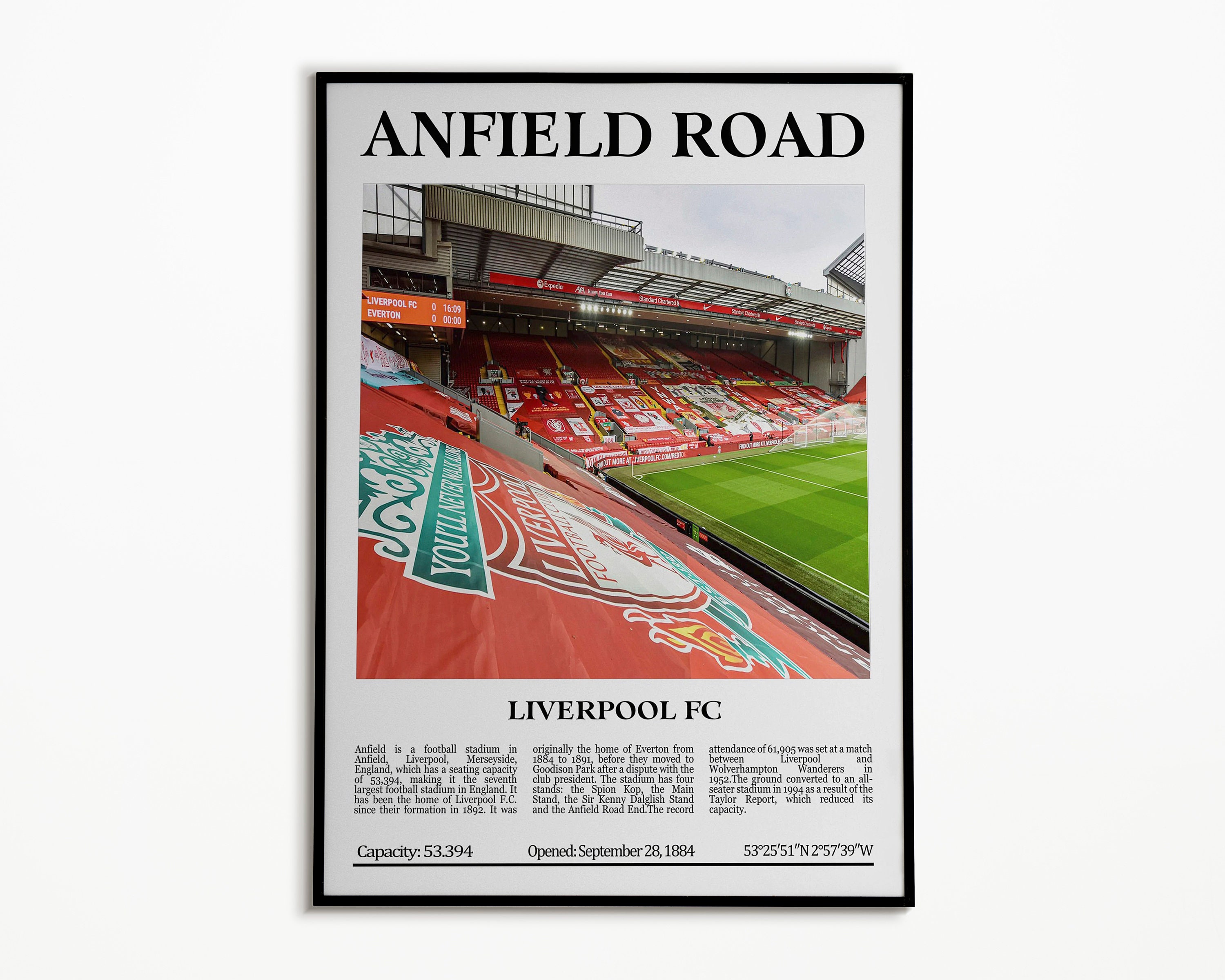 Anfield Poster Liverpool Stadium Poster Liverpool Anfield Road Poster ...