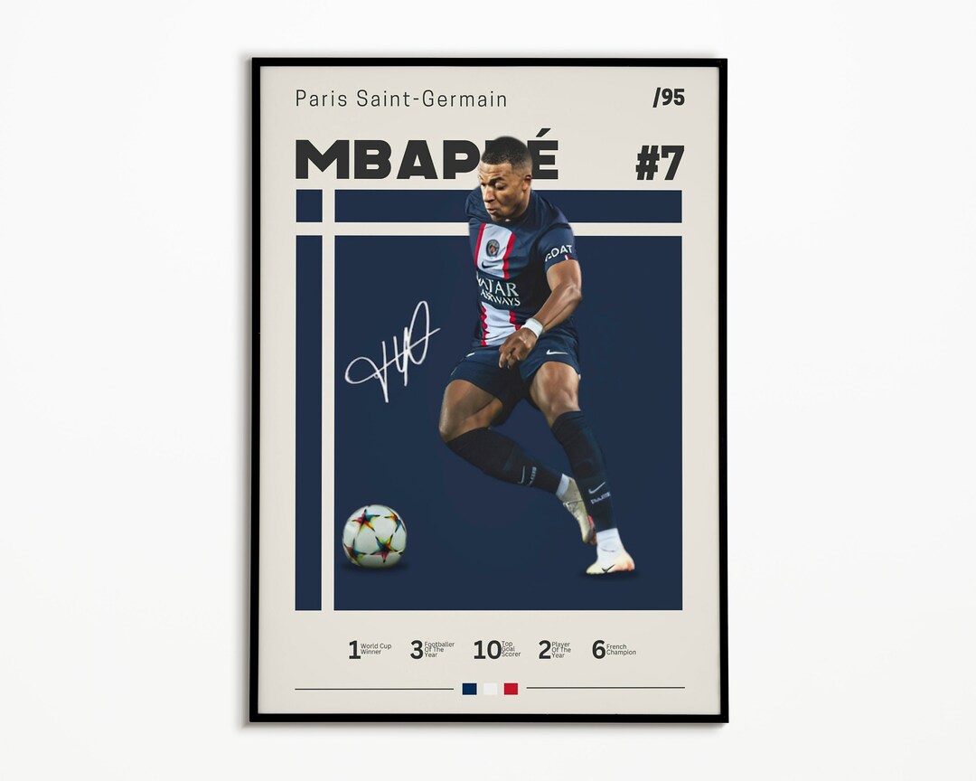 Kylian Mbappé Poster Mbappé Paris Saint Germain Poster - Etsy