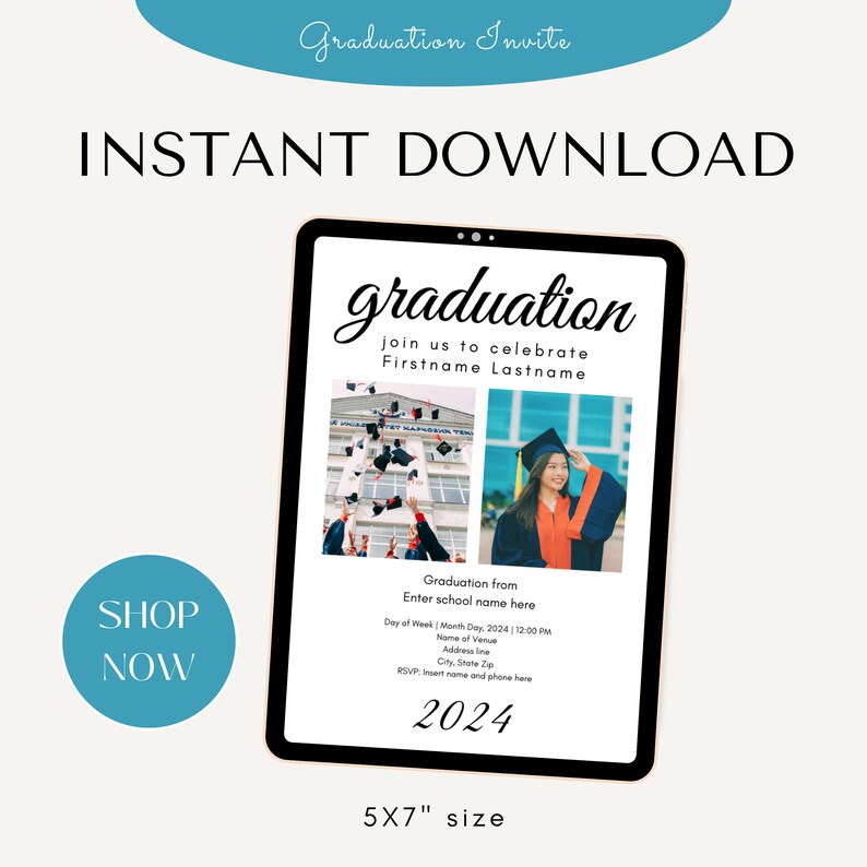 2024 Graduation Invite Card CANVA Template, Senior Invitation Card ...