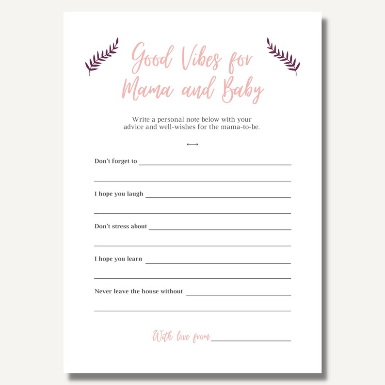 Baby Shower Game, Wishes for Mommy, Tips and Advice, Eucalyptus ...