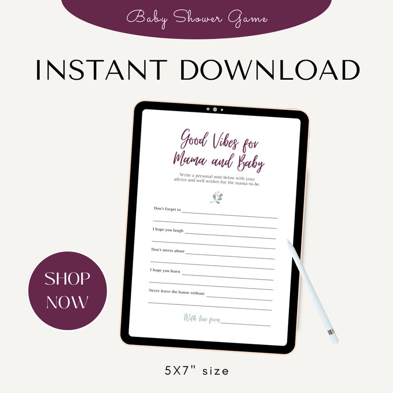 Baby Shower Game, Wishes for Mommy, Advice and Tips, Floral, Printable ...