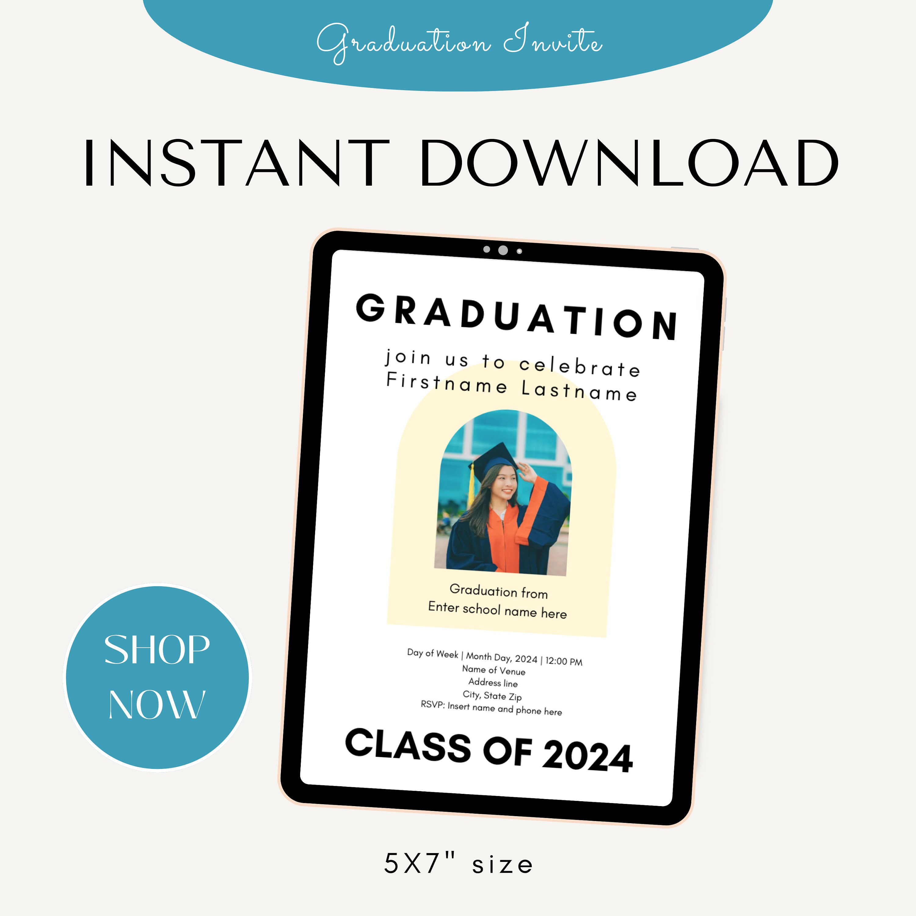 2024 Graduation Invite Card CANVA Template, Senior Invitation Card ...