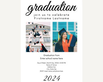 2024 Graduation Invite Card CANVA Template, Senior Invitation Card ...