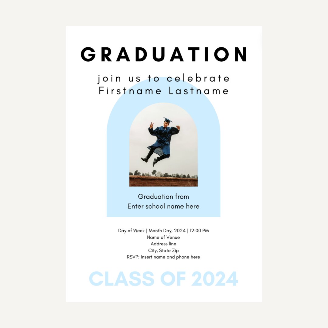 2024 Graduation Invite Card CANVA Template, Senior Invitation Card ...
