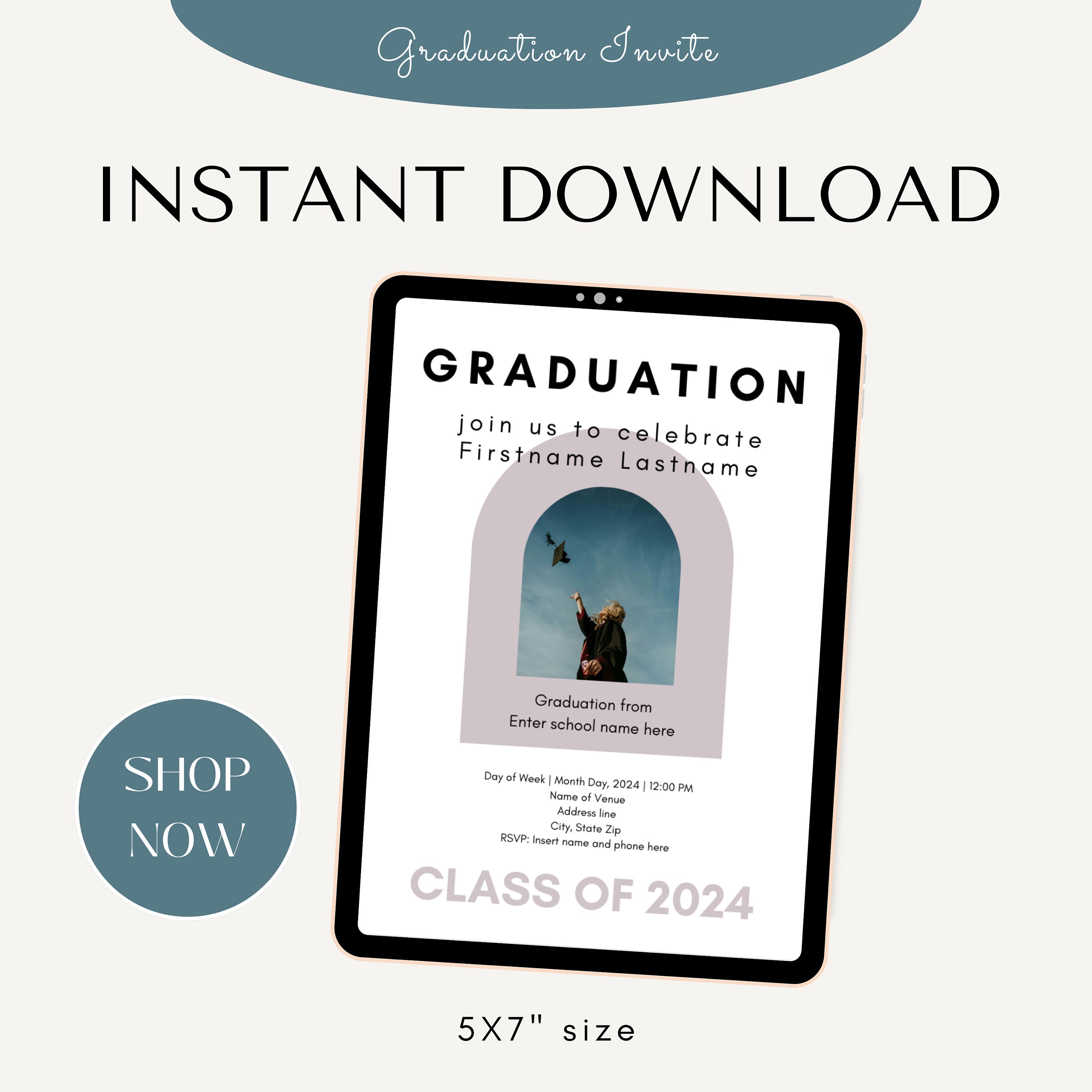 2024 Graduation Invite Card CANVA Template, Senior Invitation Card ...