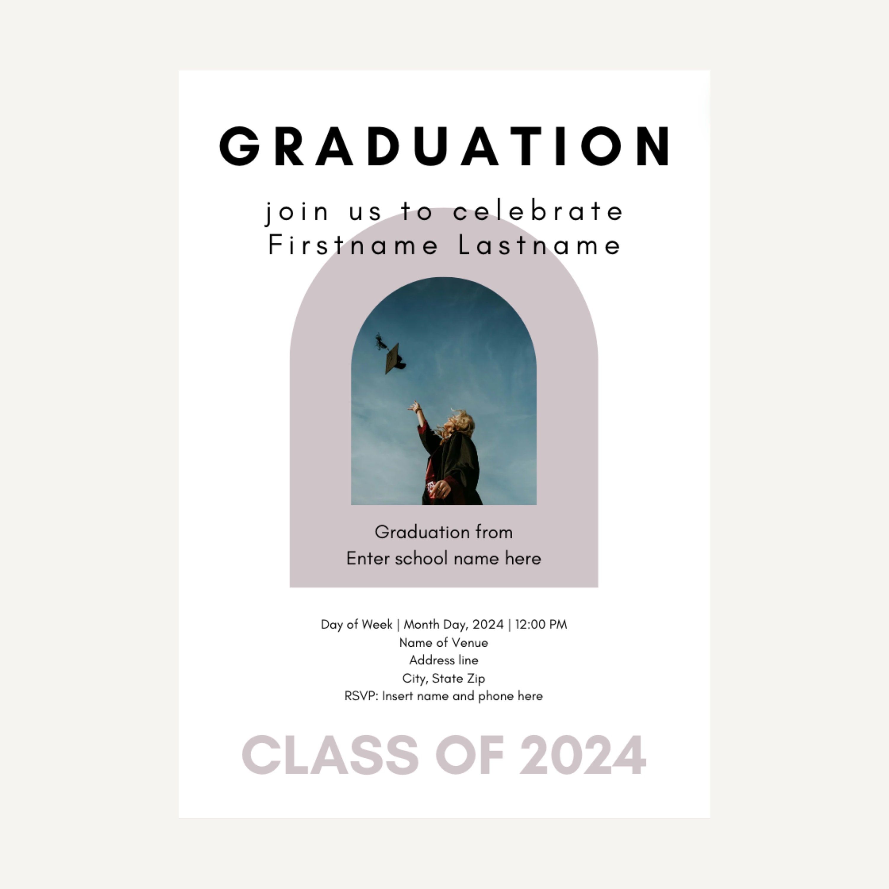 2024 Graduation Invite Card CANVA Template, Senior Invitation Card ...