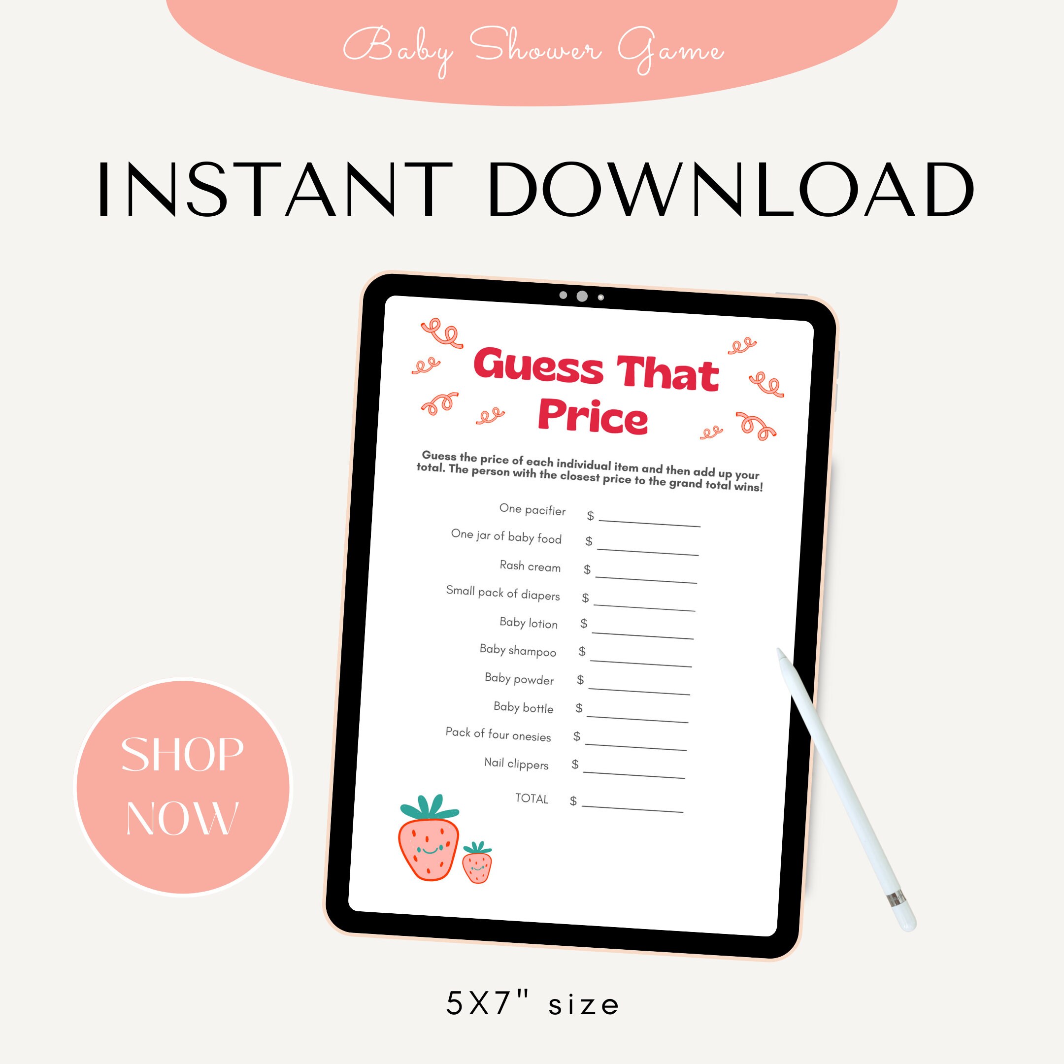 Baby Shower Game, Price is Right, Character, Printable Games, Instant ...