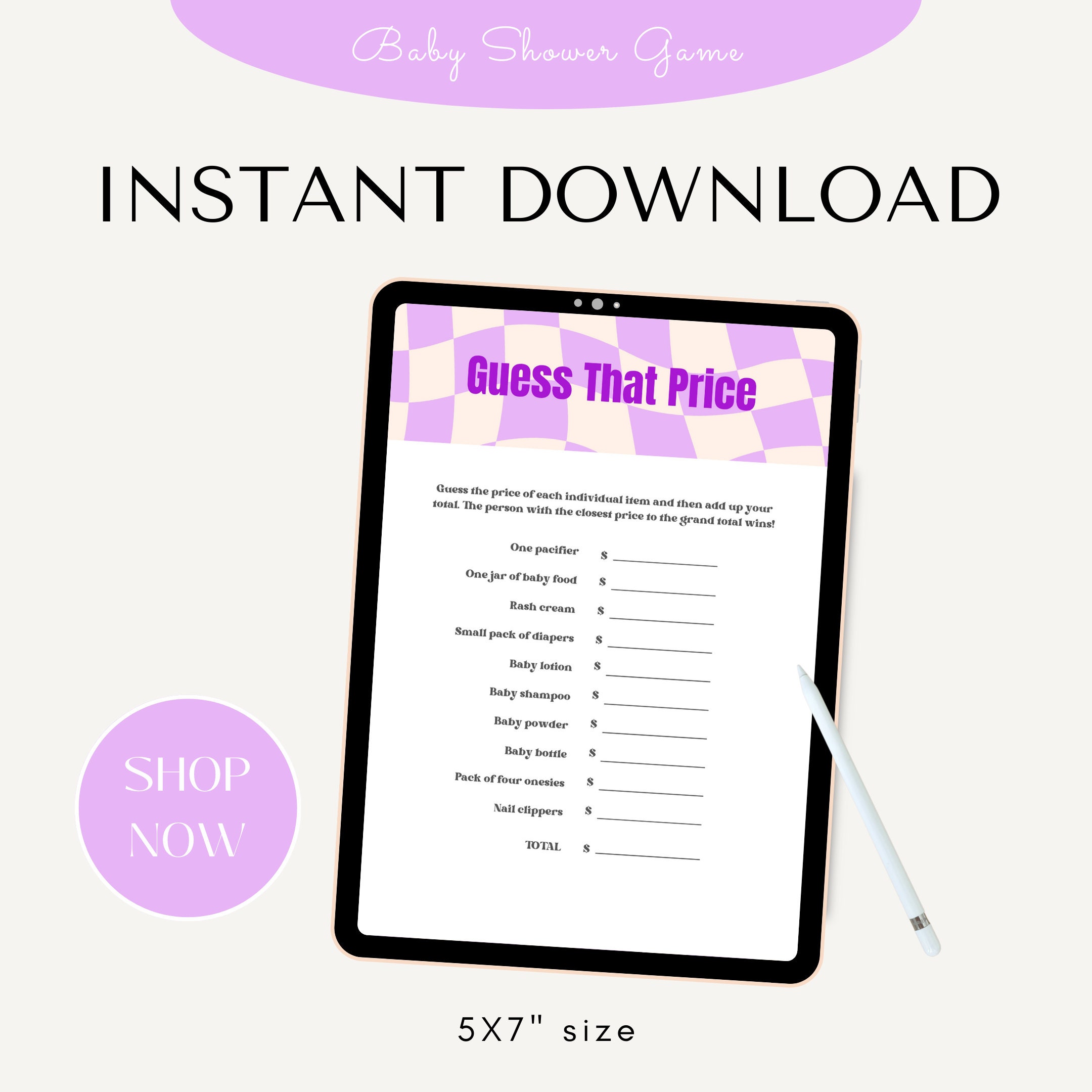 Baby Shower Game, Guess the Price, Price is Right, Retro, 70s ...