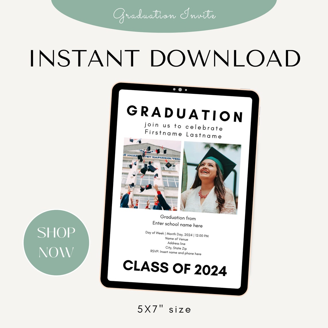 2024 Graduation Invite Card CANVA Template, Senior Invitation Card ...