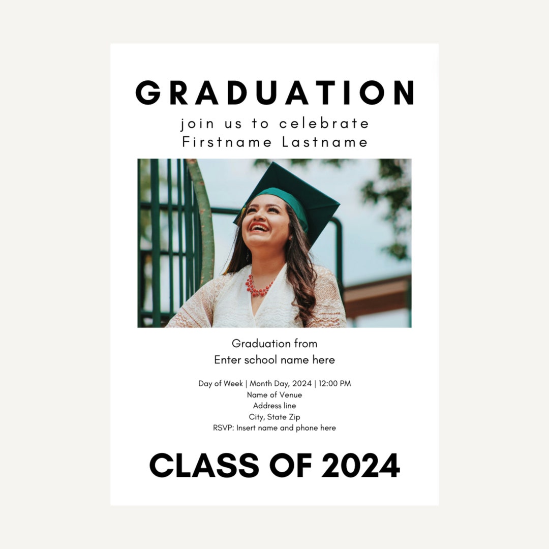 2024 Graduation Invite Card CANVA Template, Senior Invitation Card ...