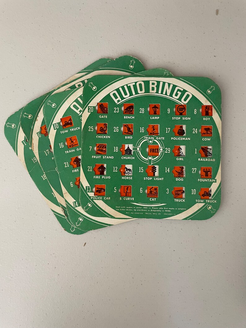 Vintage Auto Bingo Traffic Bingo Game Cards - Etsy