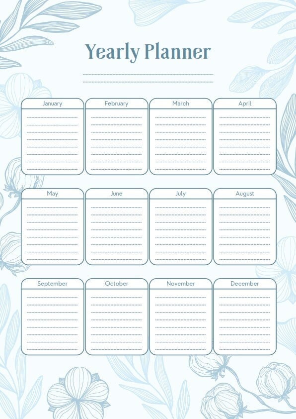 Yearly Wall Planner | Yearly Planner | Digital Planner | Monthly ...