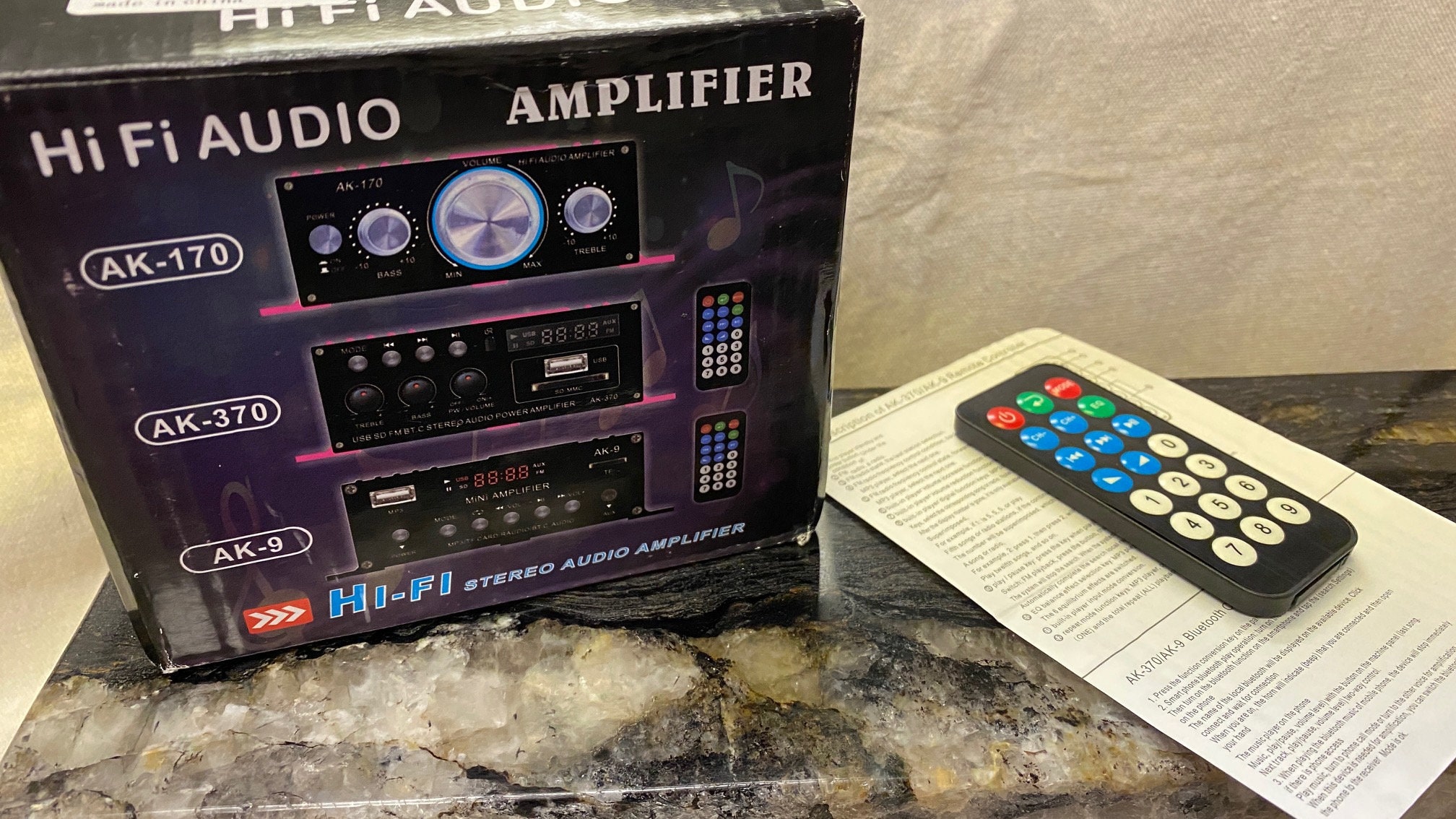 Cosmic Black Granite Bluetooth Speaker With AK370 20 Watt Receiver, FM ...