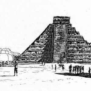 Chichen Itza Ink Drawing, Architecture Art, Art Prints, Wall Art ...