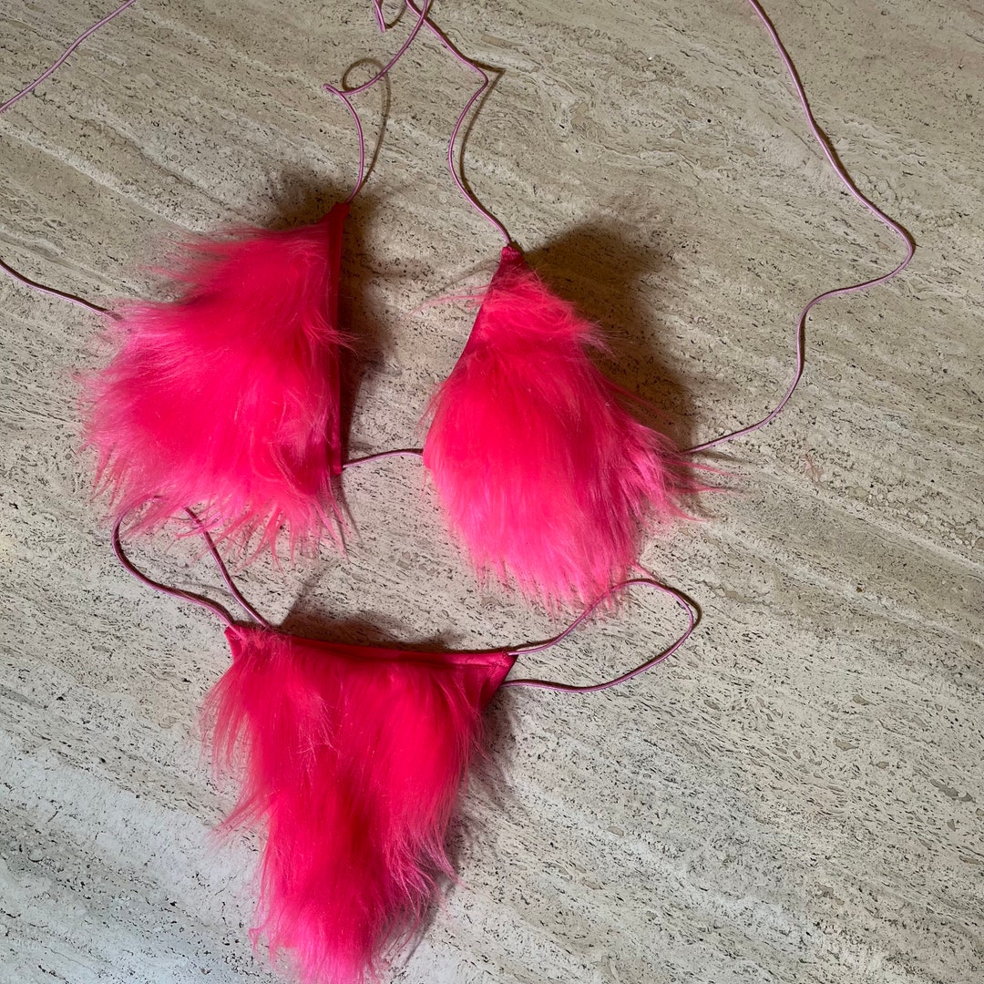Faux Fur Micro Bikini, Furry Bikini, Fuzzy G-string Bikini, Exotic ...