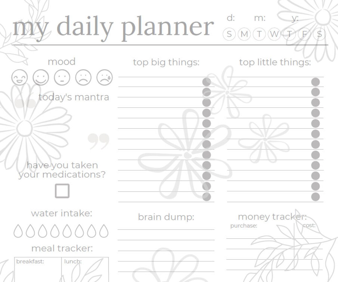 ADHD Daily Planner Colouring In - Etsy
