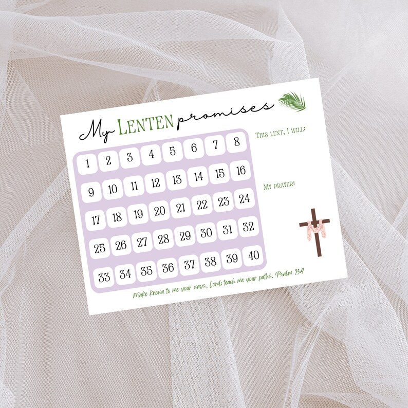 Instant Download Lent Countdown - 40 Day Lent Checklist - Lent Prayer ...
