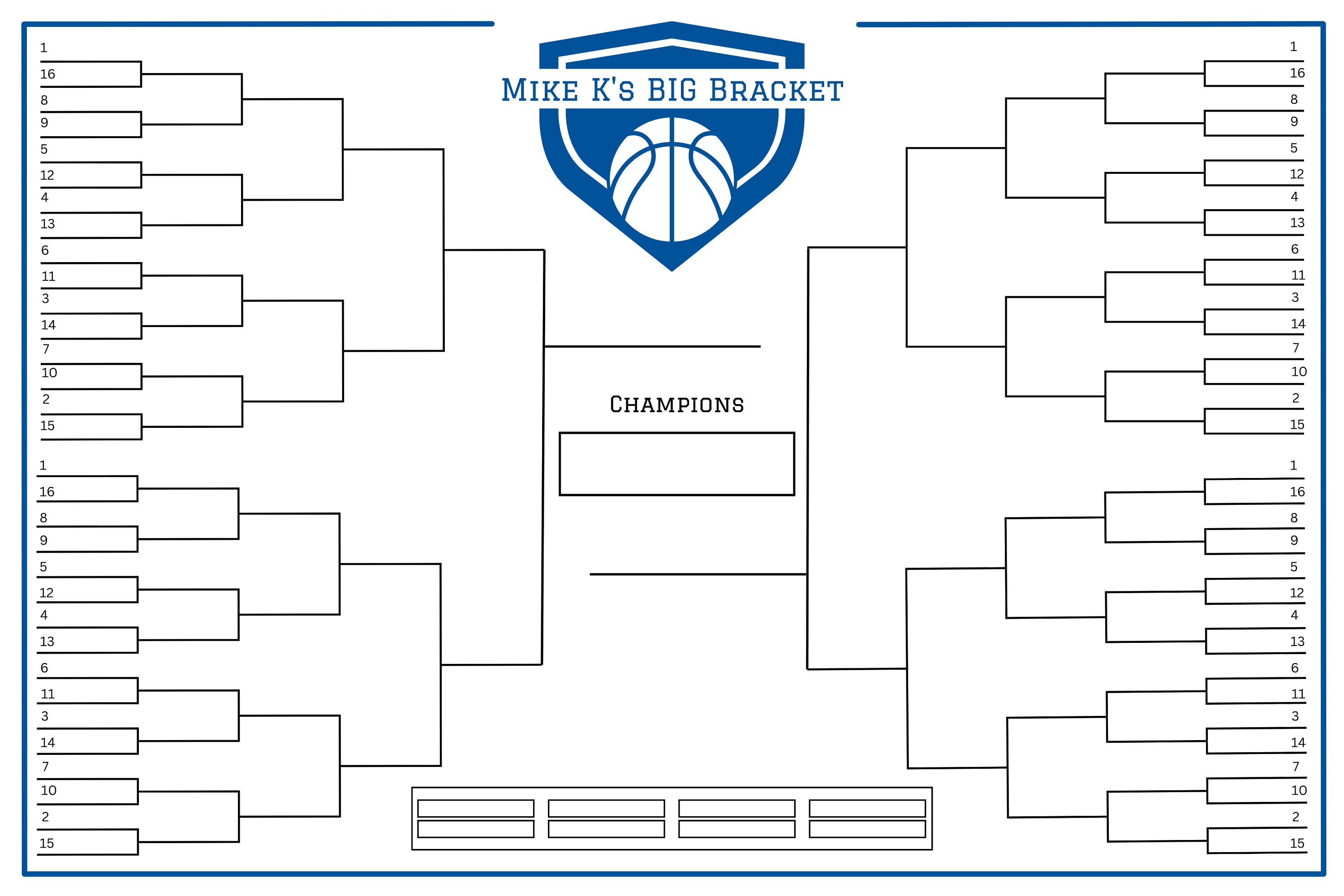 Personalized GIANT Tournament Bracket Poster- Large College Basketball ...