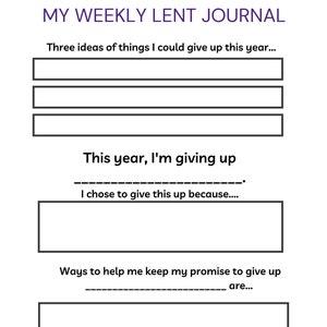 Instant Download Kids Lent Journal- Fun Family Lent Activity Pages ...