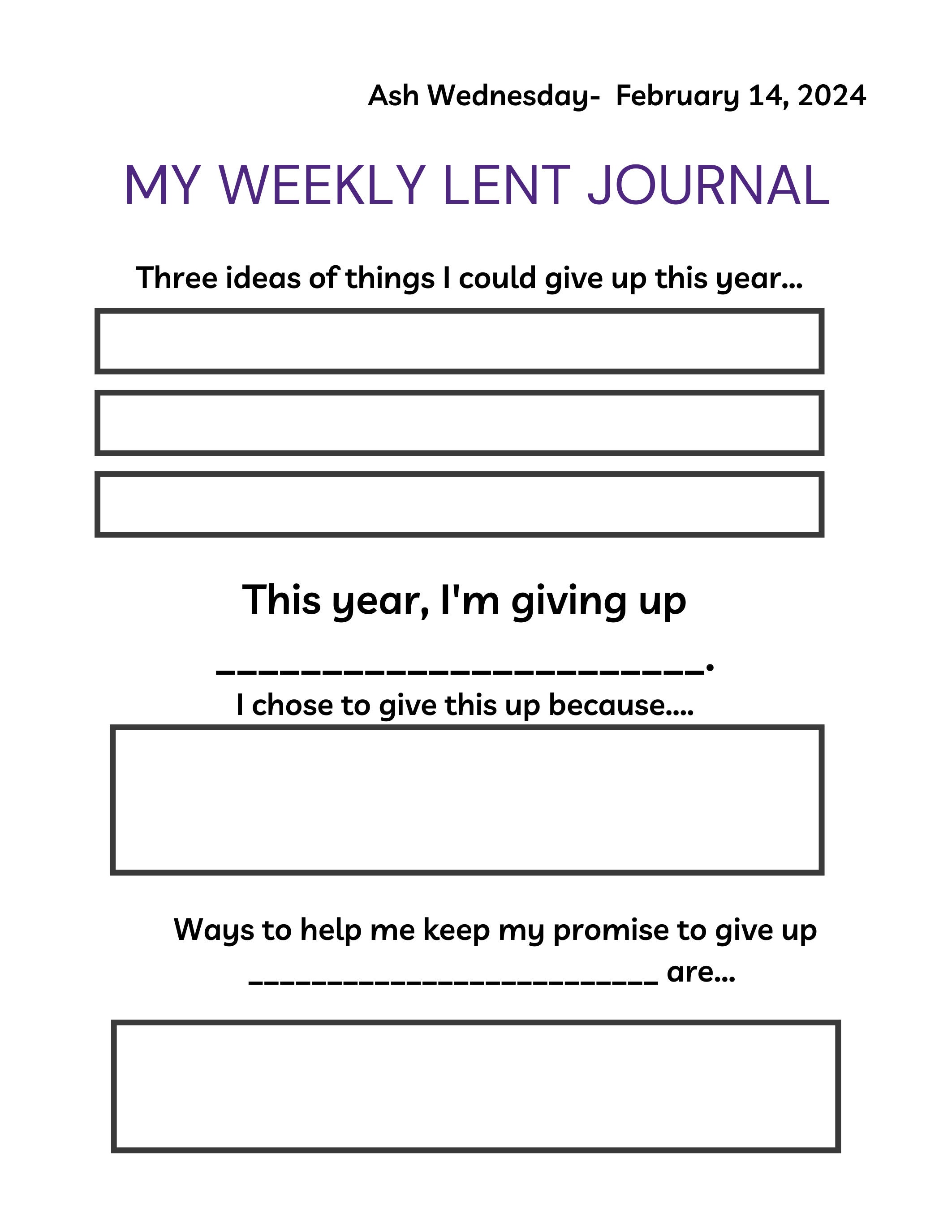 Instant Download Kids Lent Journal Fun Family Lent Activity Pages ...