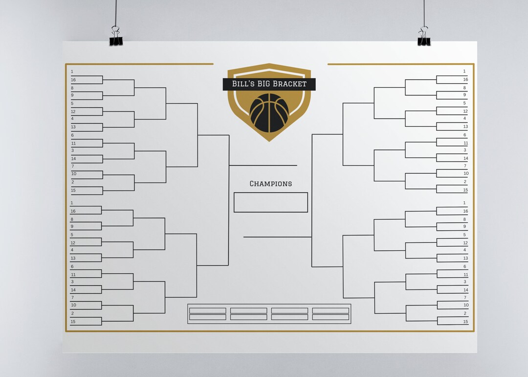 Personalized GIANT Tournament Bracket Download- BIG College Basketball ...