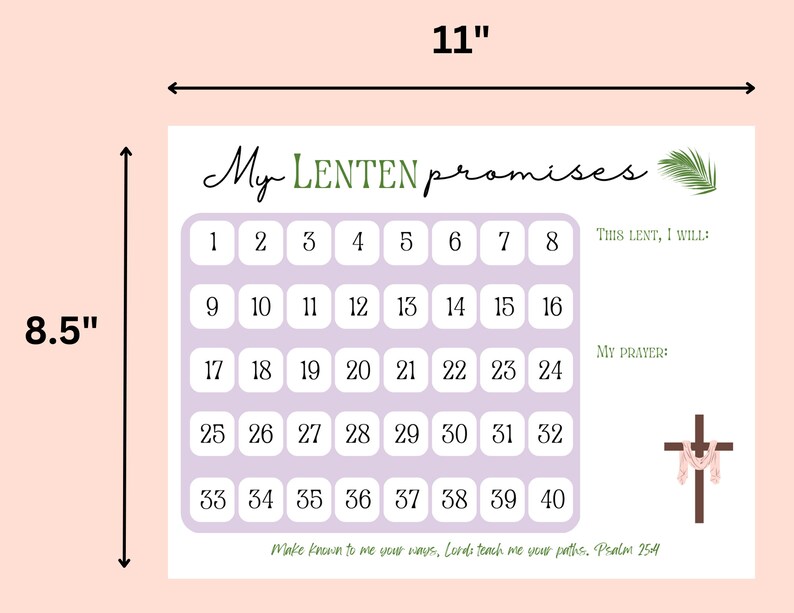Instant Download Lent Countdown - 40 Day Lent Checklist - Lent Prayer ...