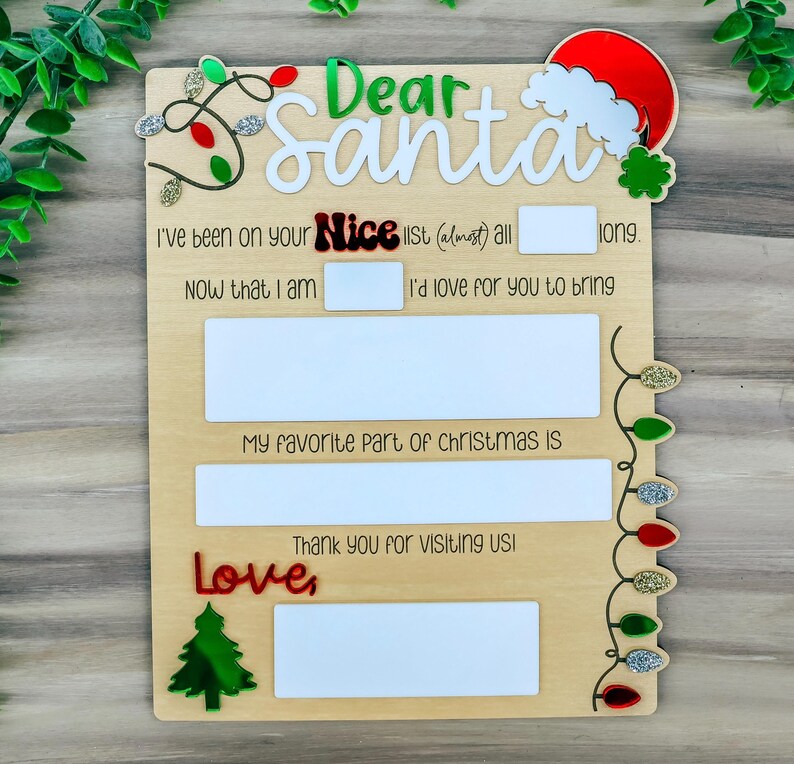 Dear Santa Board Kid’s Christmas List Sign Dear Santa Dry Erase Letter ...