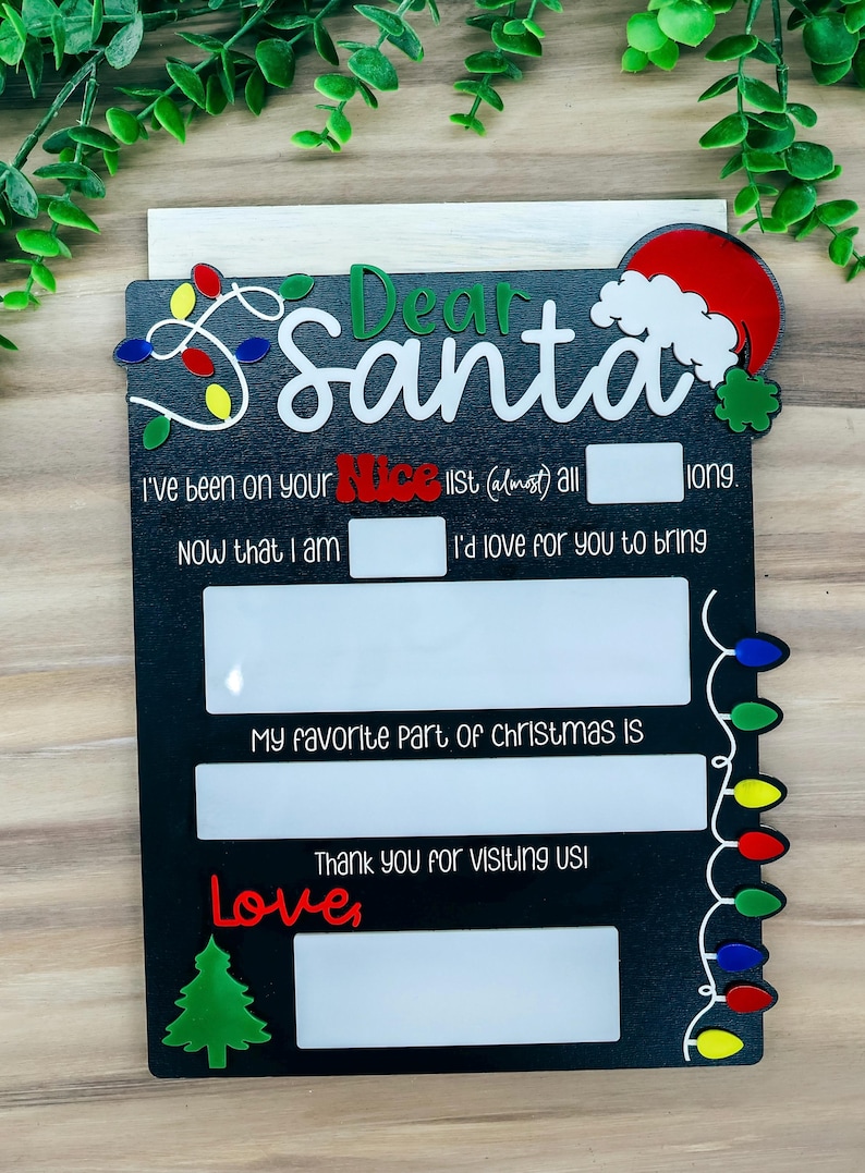 Dear Santa Board Kid’s Christmas List Sign Dear Santa Dry Erase Letter ...