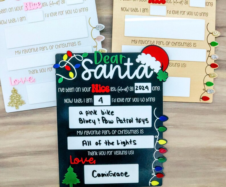 Dear Santa Board Kid’s Christmas List Sign Dear Santa Dry Erase Letter ...