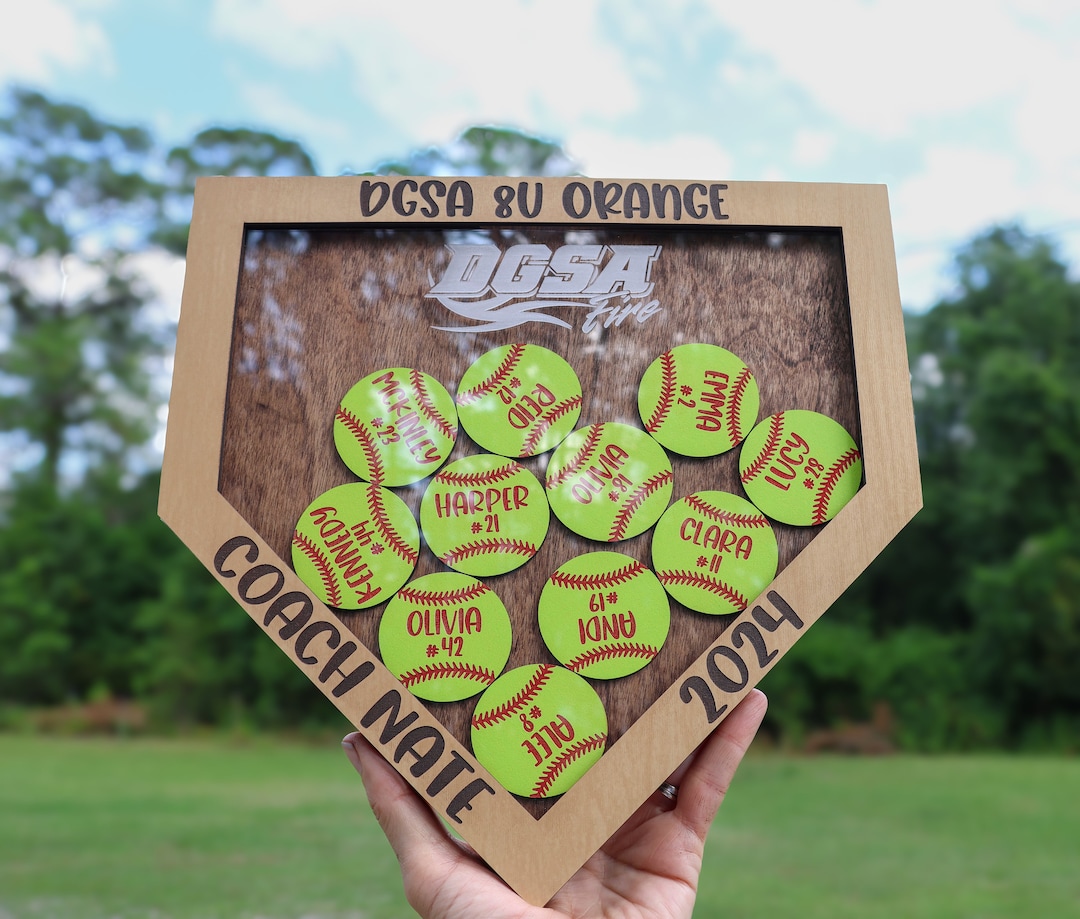 Baseball Coach Award Home Plate Plaque With Baseballs End of Seaon ...