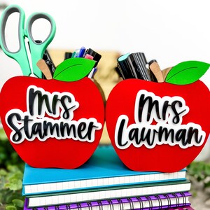 Teacher Gift Apple Pencil Holder Desk Organizer - Etsy